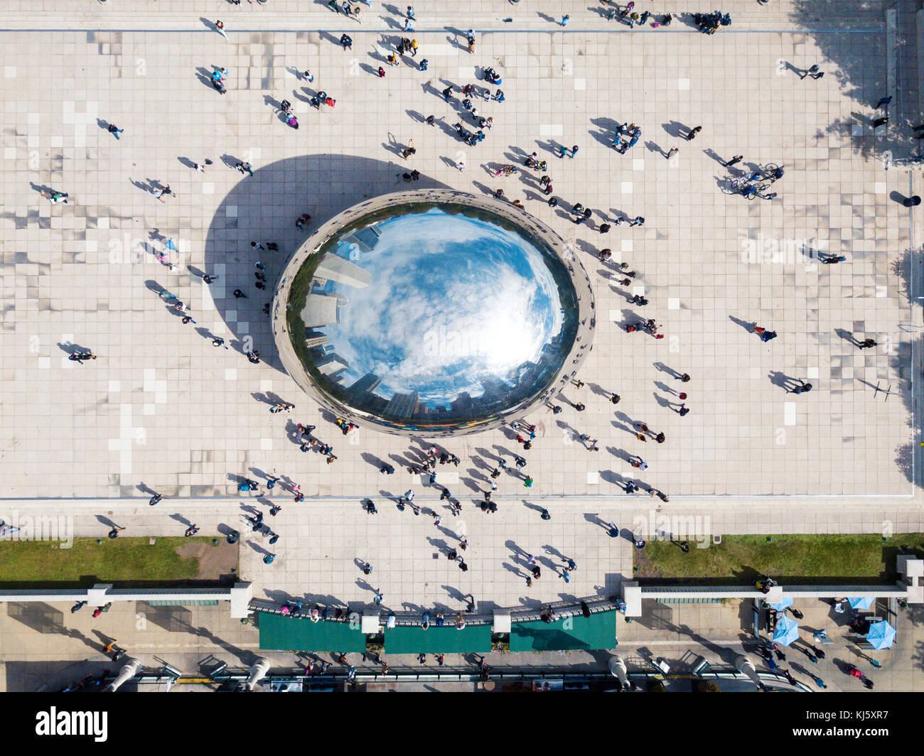 CHICAGO, USA - OCTOBER 1, 2017: Millennium park aerial view, with many ...