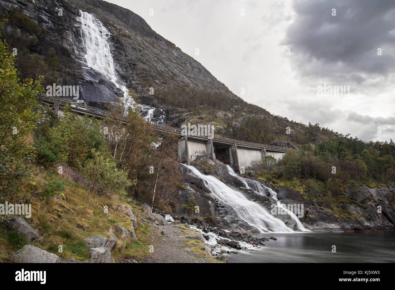 Langfoss Waterfall in Hordaland, Norway Stock Photo - Alamy