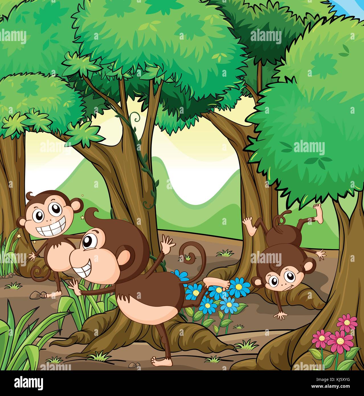 Three monkeys Stock Vector Images - Alamy