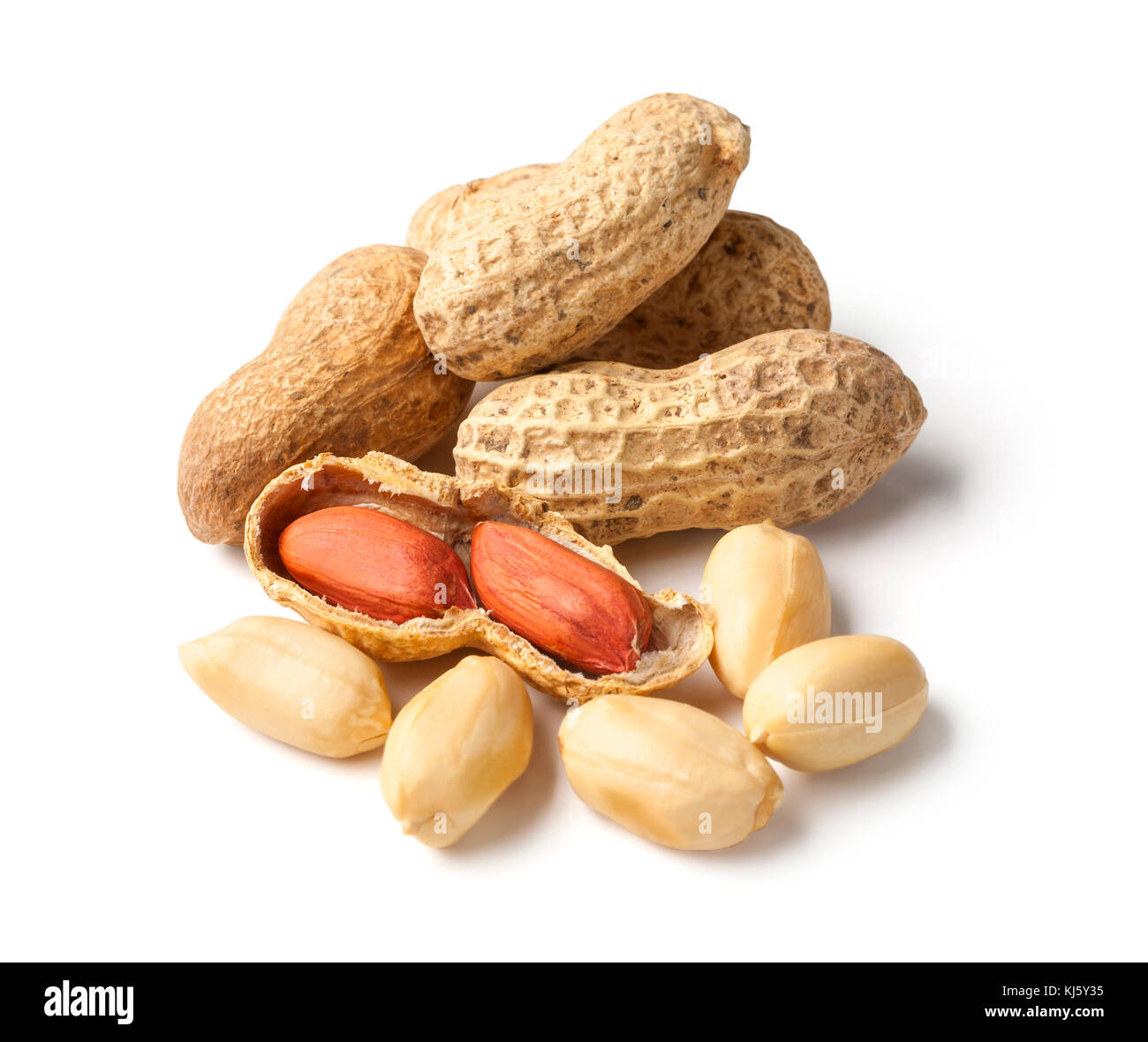 Peanuts isolated on white background with clipping path Stock Photo - Alamy