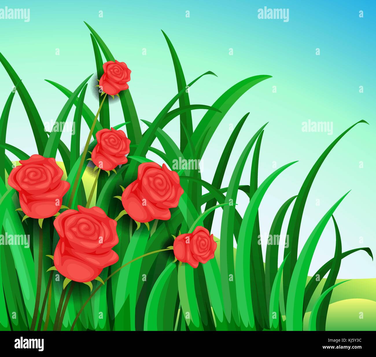 Illustration of a garden with beautiful red roses Stock Vector Image ...