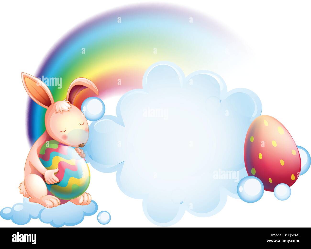Illustration of a bunny holding an egg while sleeping in front of a ...