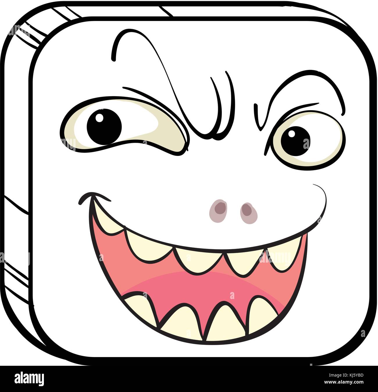 Illustration of a smiling face in a square on a white background Stock ...