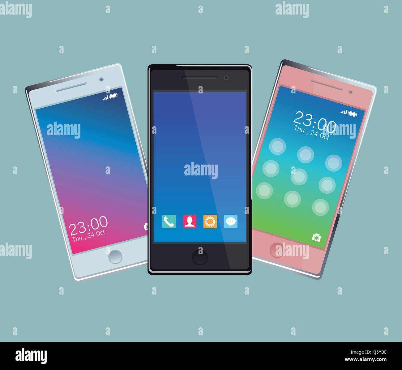 Smartphones Mobile technology Stock Vector Image & Art - Alamy