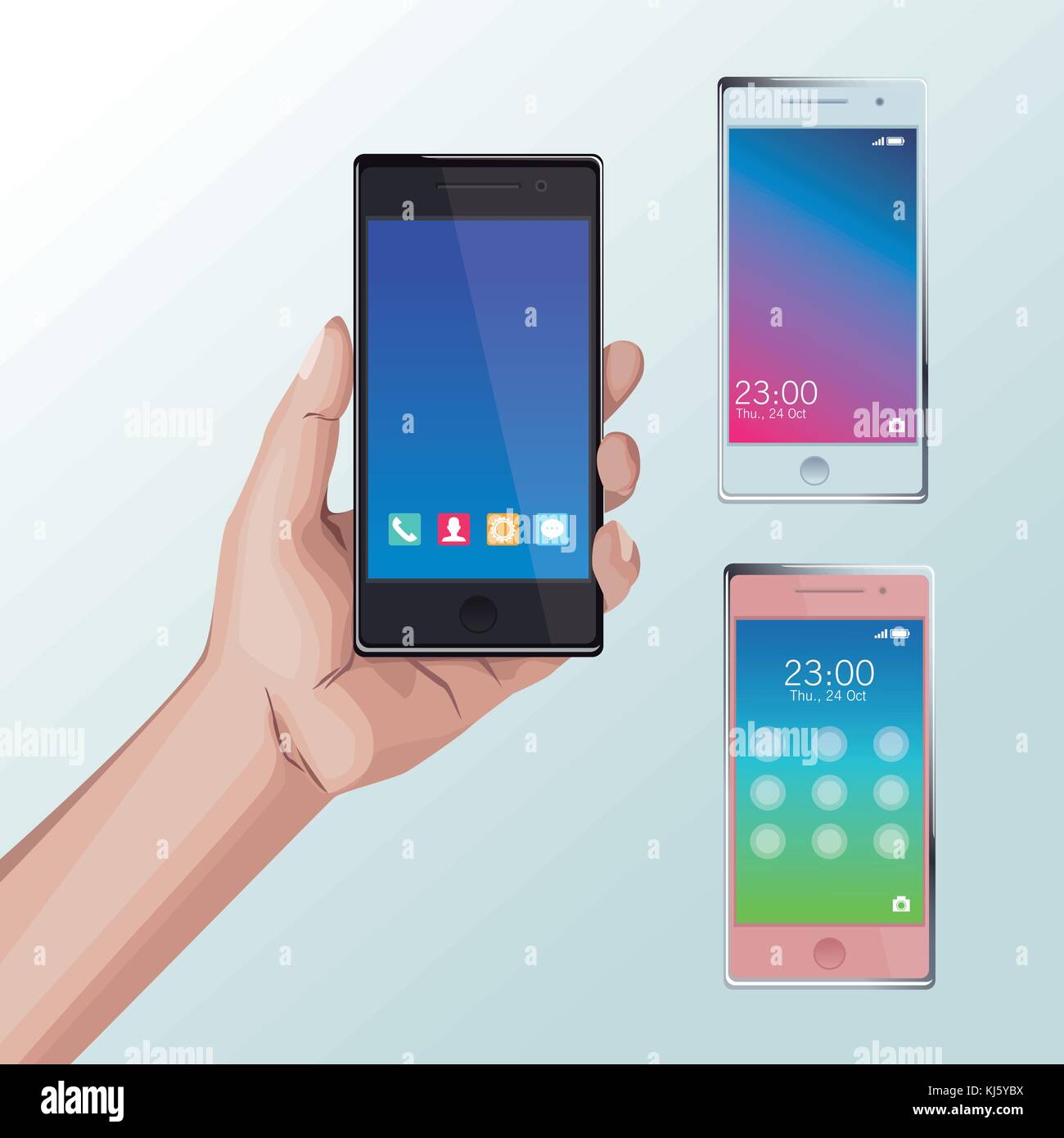Smartphones Mobile technology Stock Vector Image & Art - Alamy