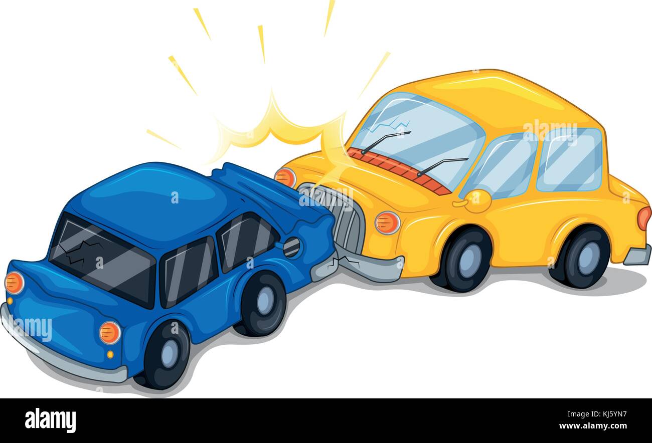 Illustration of the two cars bumping on a white background Stock Vector ...