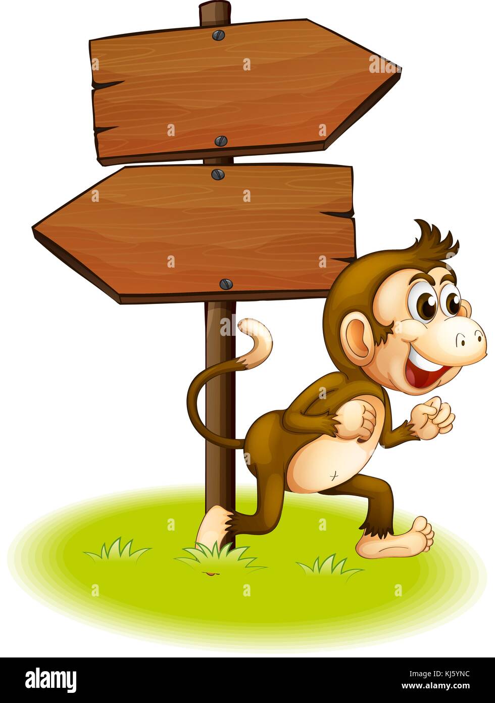 Illustration of a monkey running beside the empty arrowboards on a ...