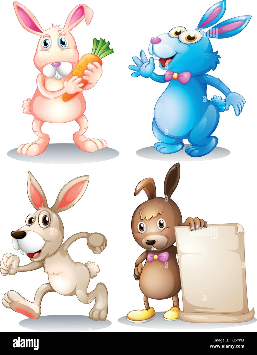 Illustration of the four rabbits on a white background Stock Vector ...