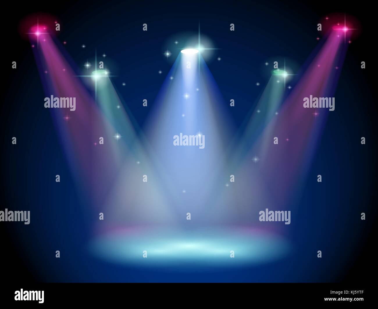 Illustration of a stage with colorful spotlights Stock Vector Image ...