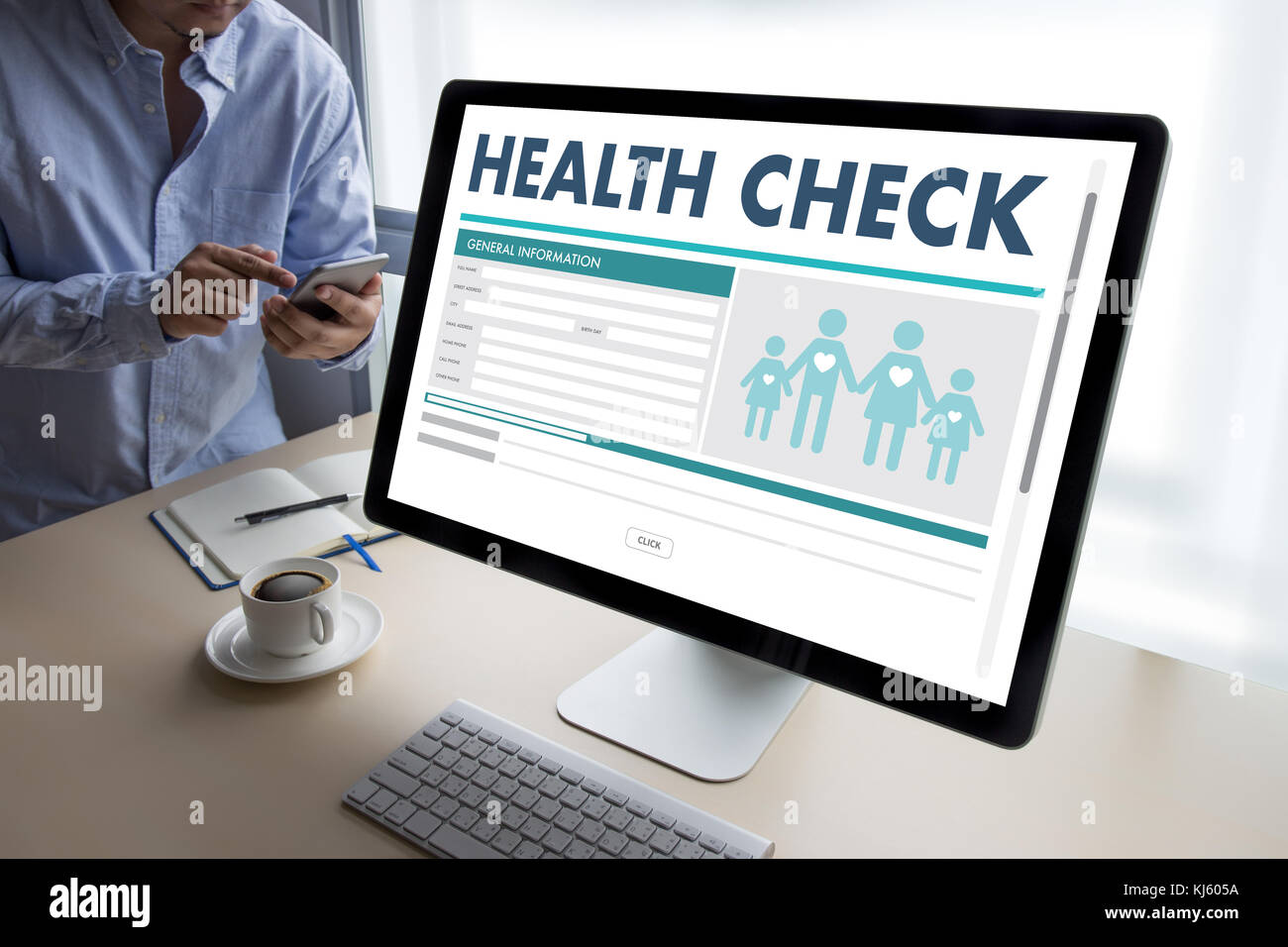 Digital HEALTH CHECK Concept working with computer interface as medical ...