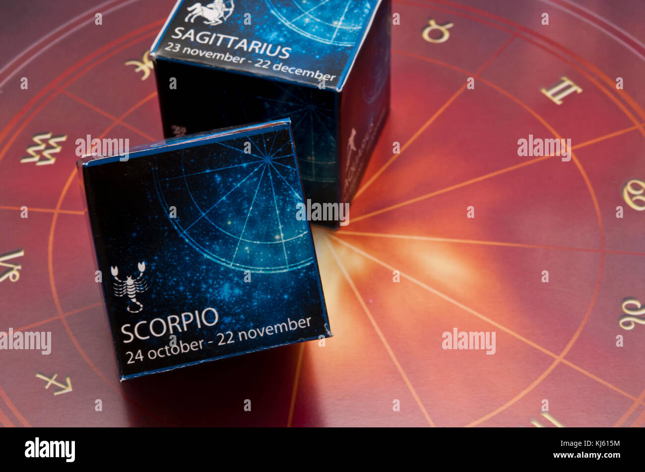 astrology dice with zodiac signs Stock Photo - Alamy