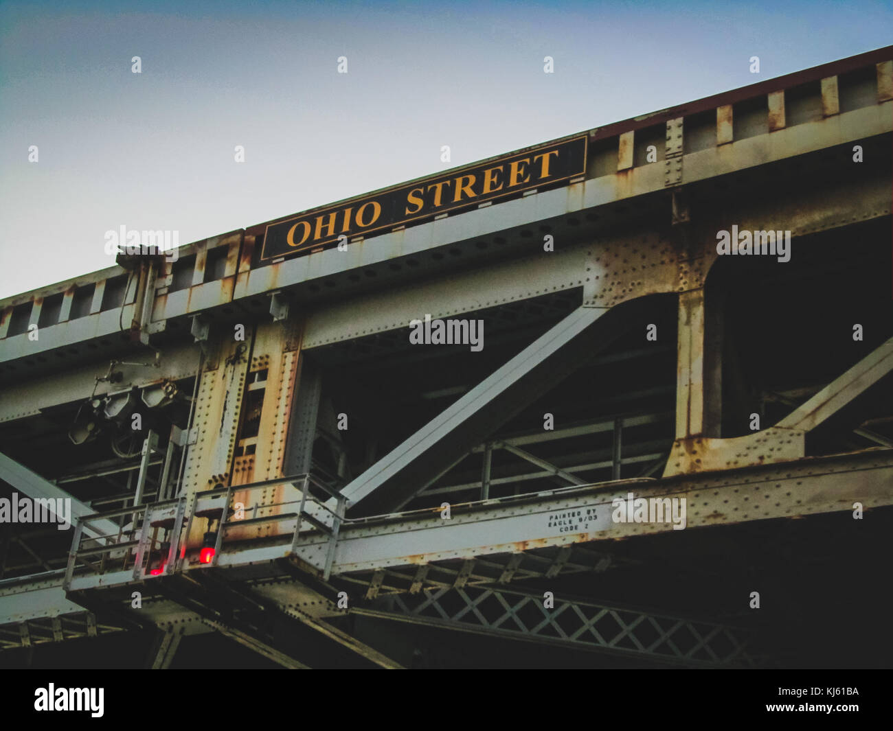 Old and weathered Ohio Street Bridge in Chicago, Illinois Stock Photo ...