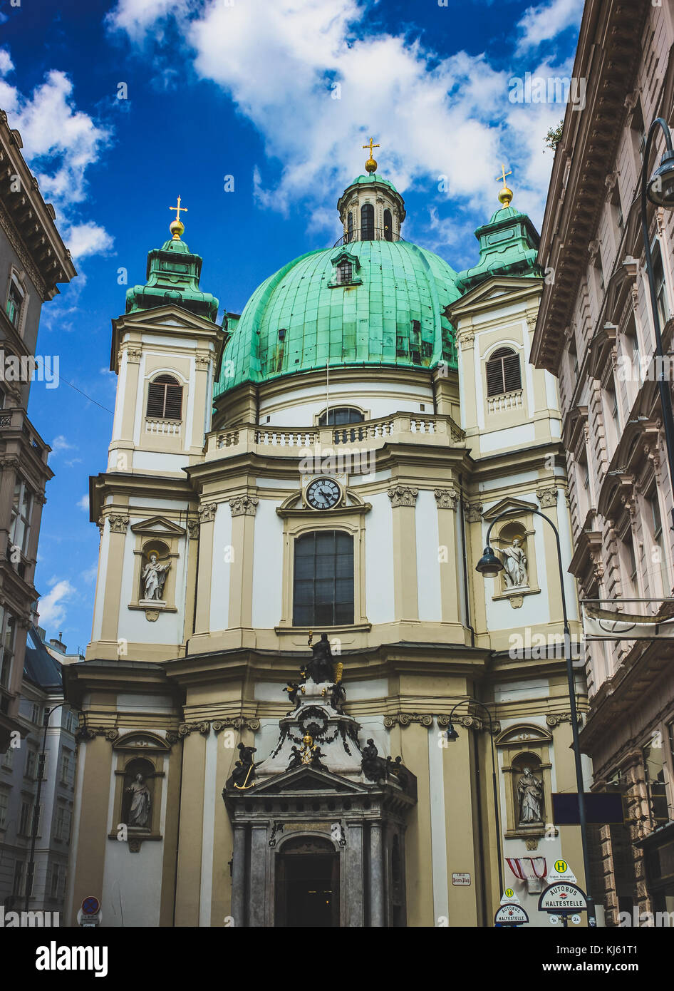 Exterior view of famous St. Peter's Catholic Church, Vienna, Austria ...