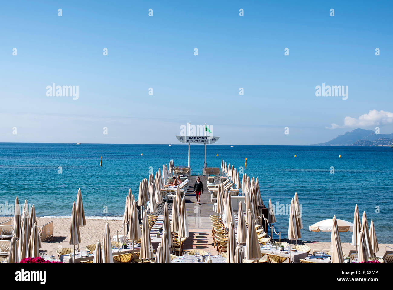 Cannes (south-eastern France): pier and beach of the InterContinental ...