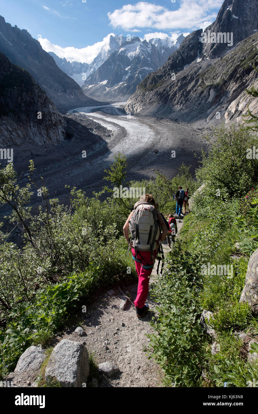 Chamonix-Mont-Blanc (Upper Savoy, French Alps, eastern France): hikers ...