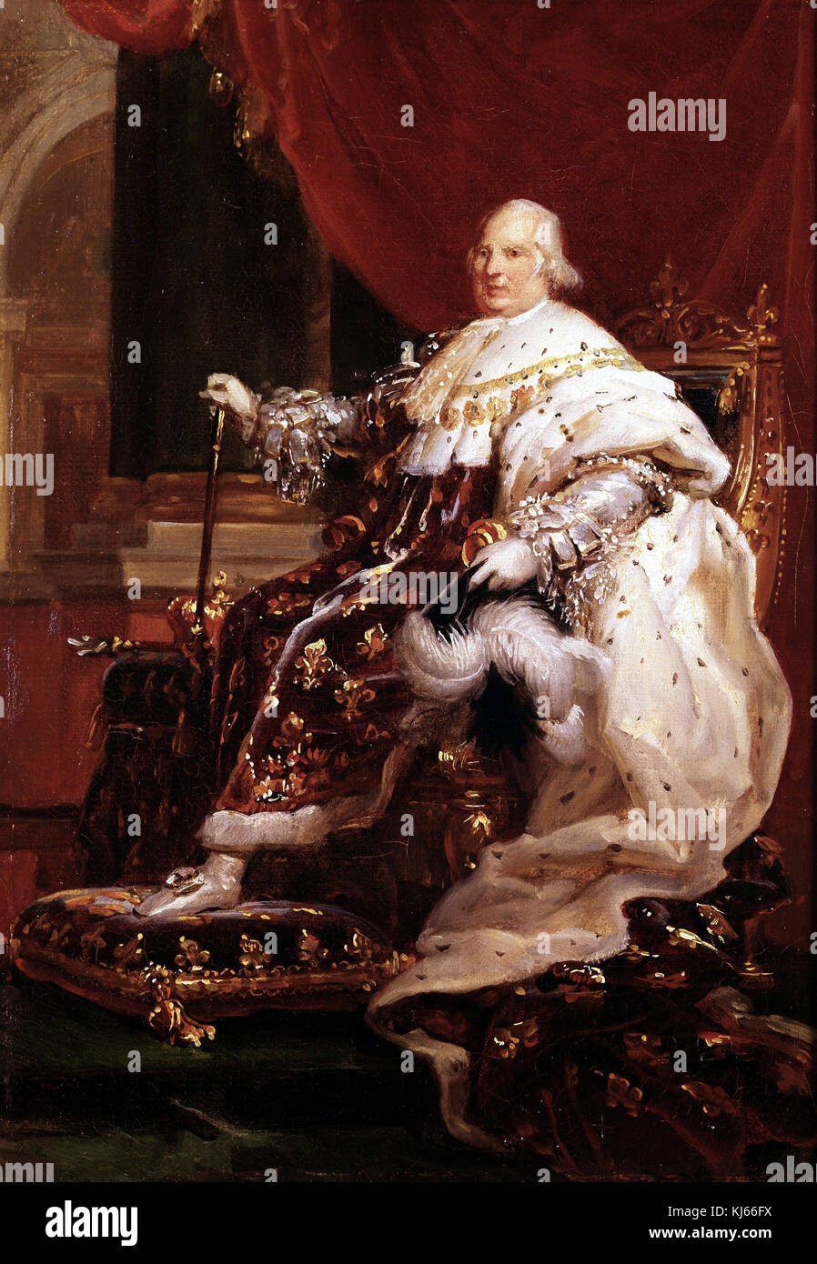 François Gérard - Portrait of Louis XVIII in coronation robes Stock ...