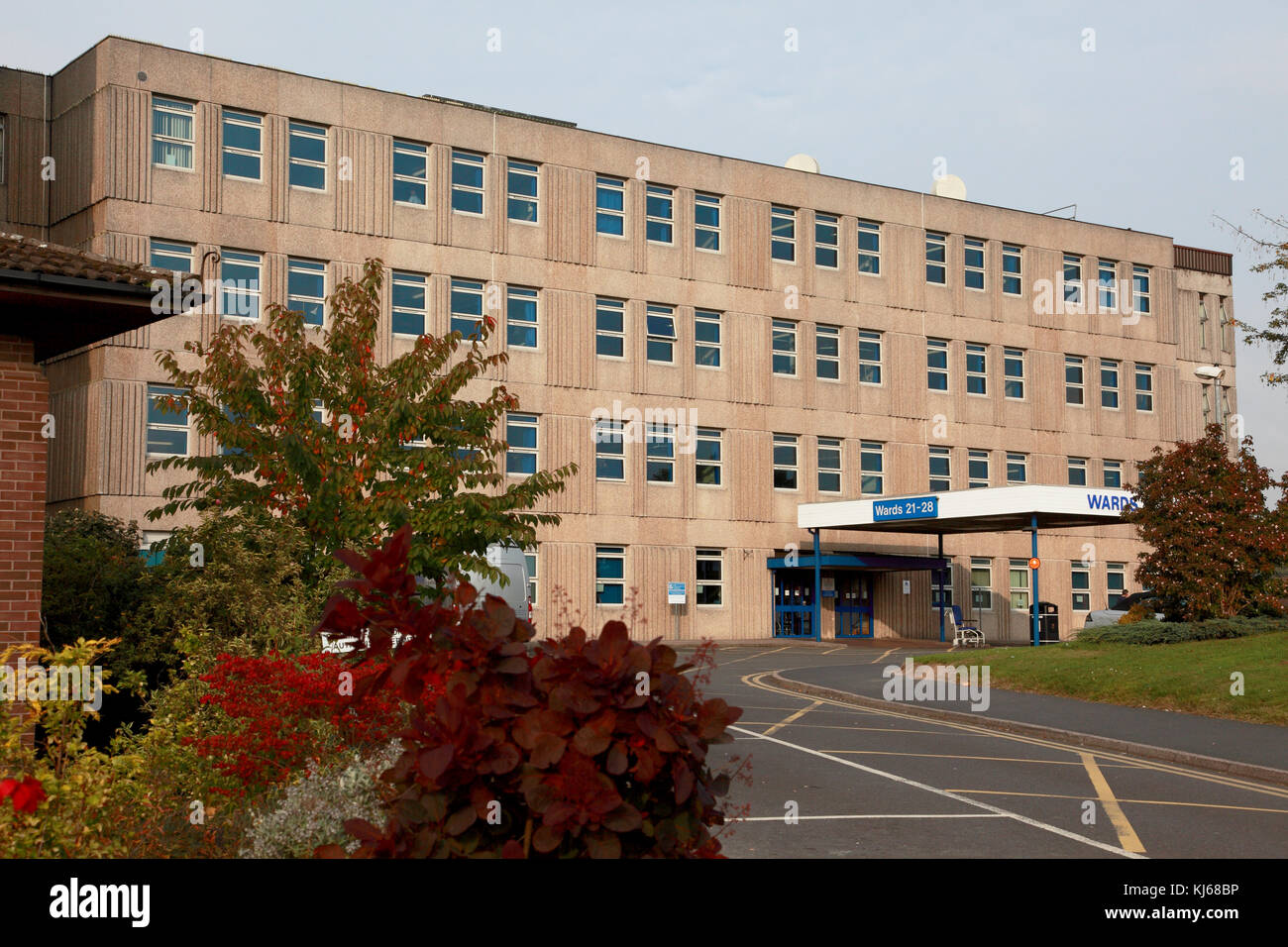 Entrance to the main wards of the NHS Royal Shrewsbury Hospital, a ...