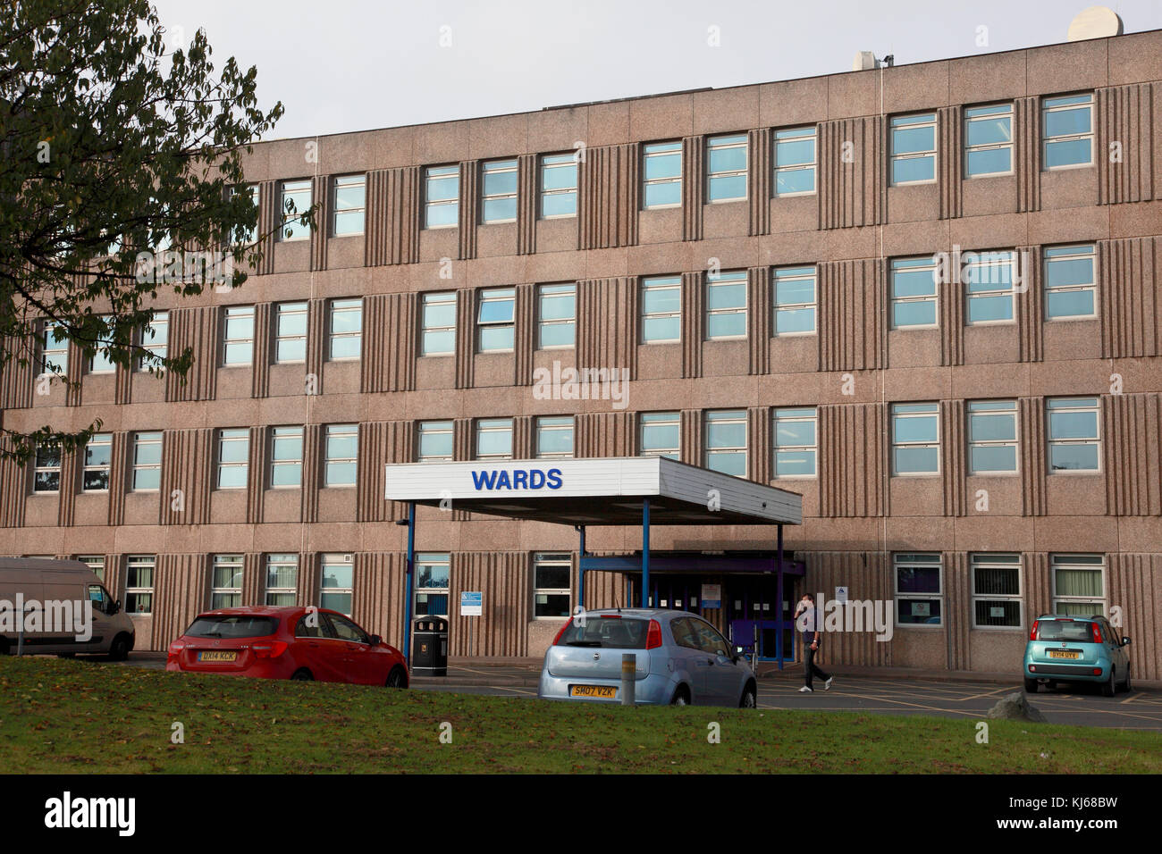 Entrance to the main wards of the NHS Royal Shrewsbury Hospital, a ...