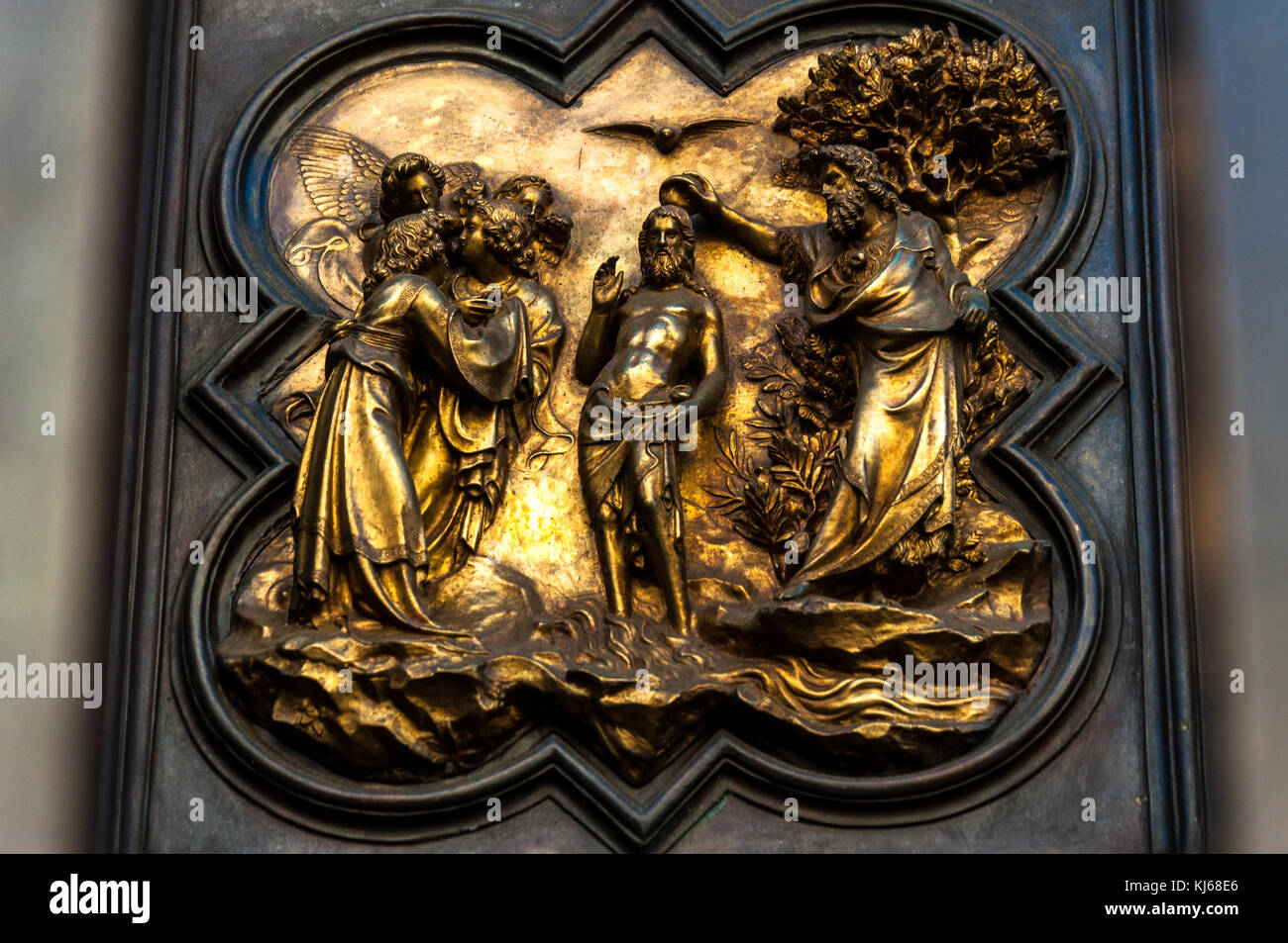Baptism of Christ-Detail of the North Doors Panels of the Baptistery in ...