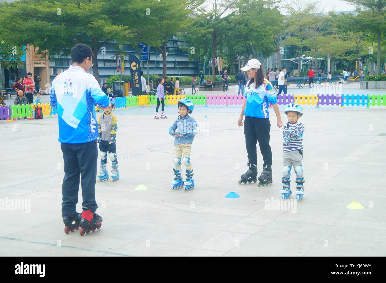On weekends, Chinese children take regular roller skating training in ...