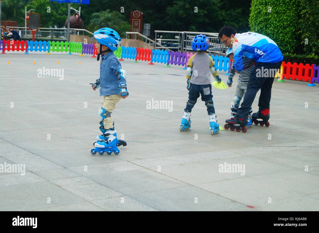 On weekends, Chinese children take regular roller skating training in ...