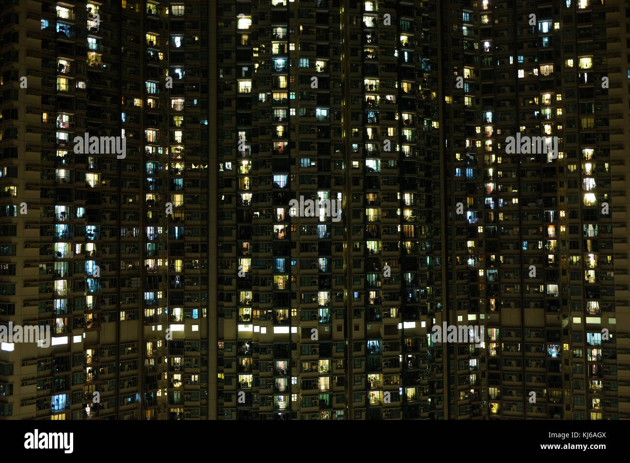 Hong Kong Buildings at night Stock Photo - Alamy