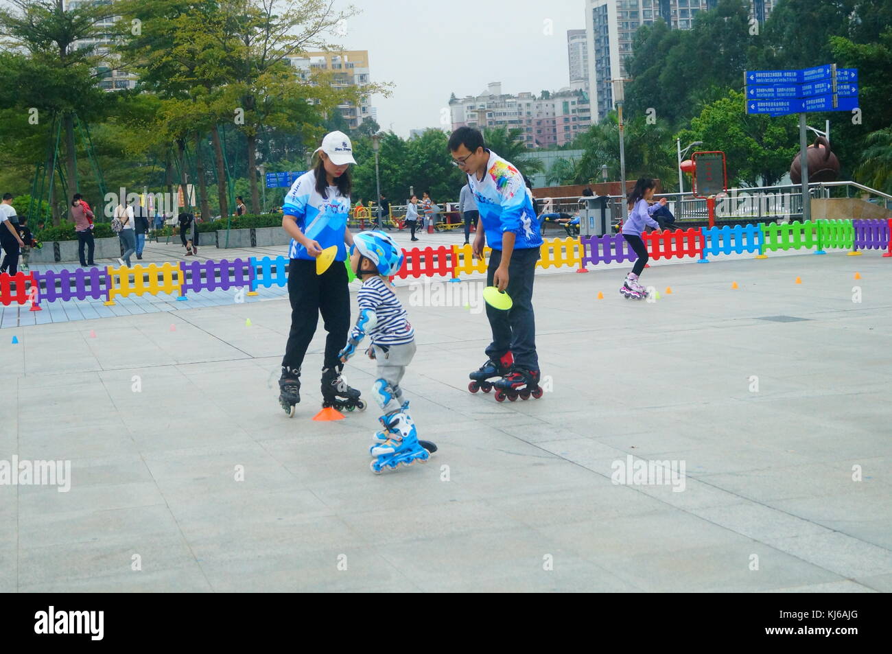 On weekends, Chinese children take regular roller skating training in ...