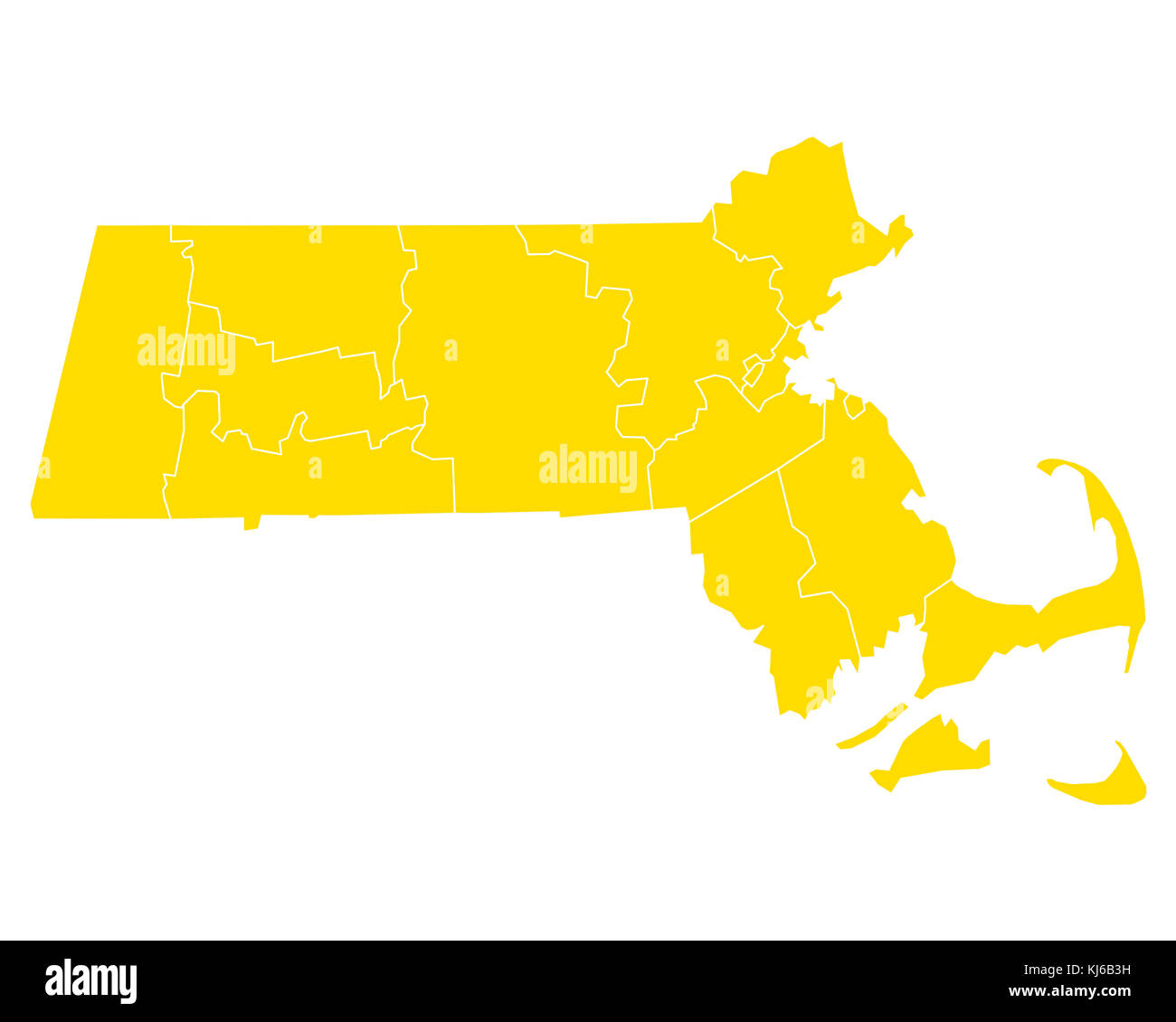 Massachusetts county map Cut Out Stock Images & Pictures - Alamy