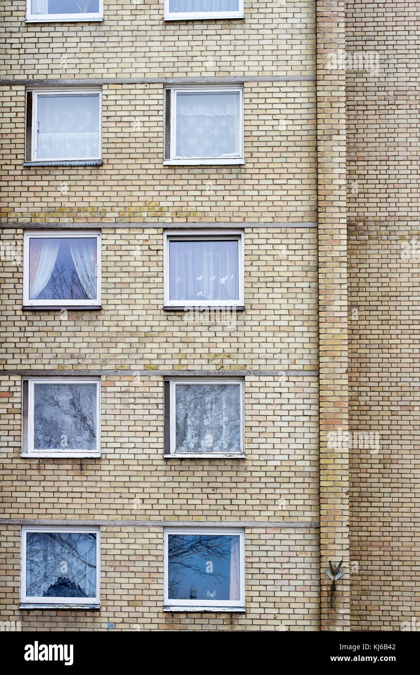 Old brick wall with many windows Stock Photo - Alamy