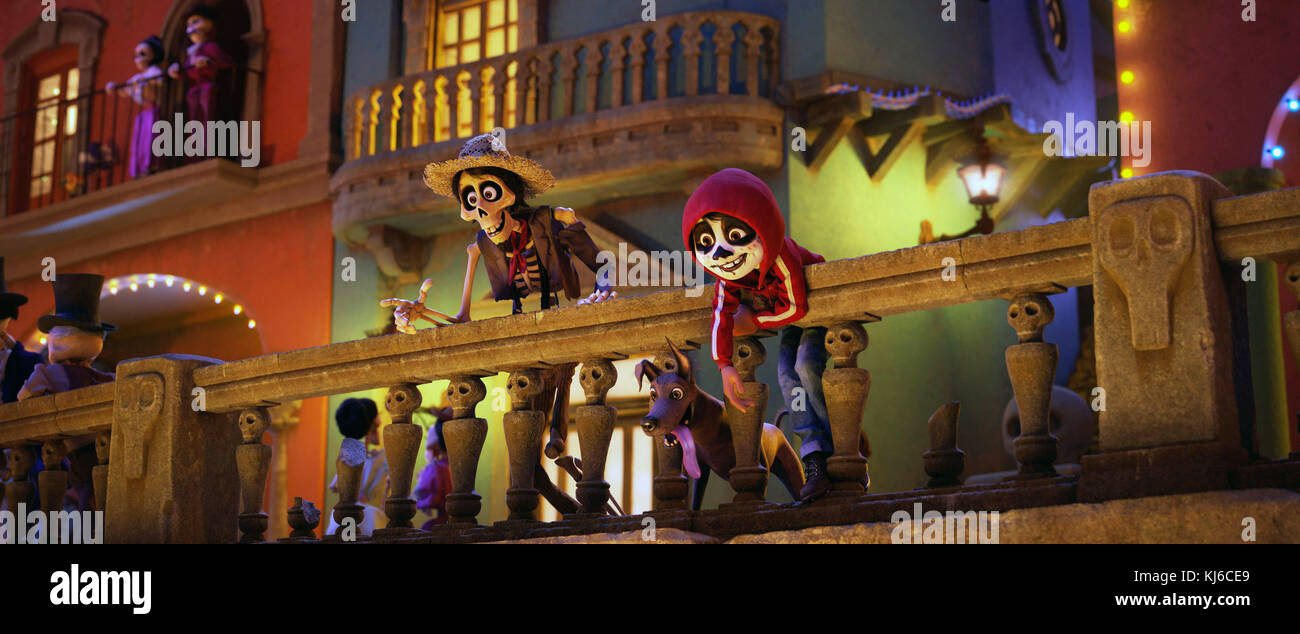 COCO, from left: Miguel (voice: Anthony Gonzalez), Hector (voice: Gael ...