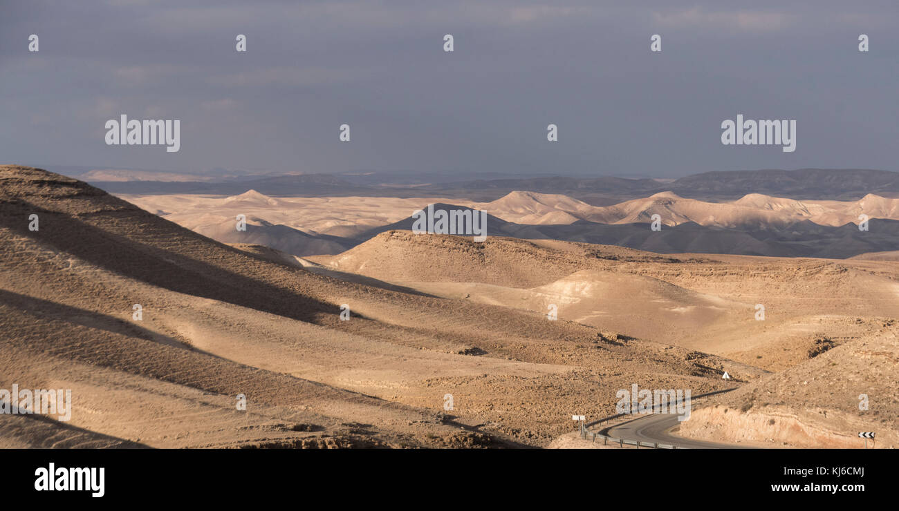 Road passing through a desert, Judean Desert, Dead Sea Region, Israel ...