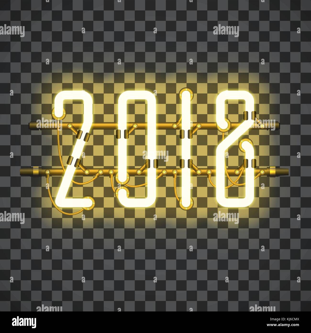 Glowing Yellow Neon sign 2018 Stock Vector Image & Art - Alamy
