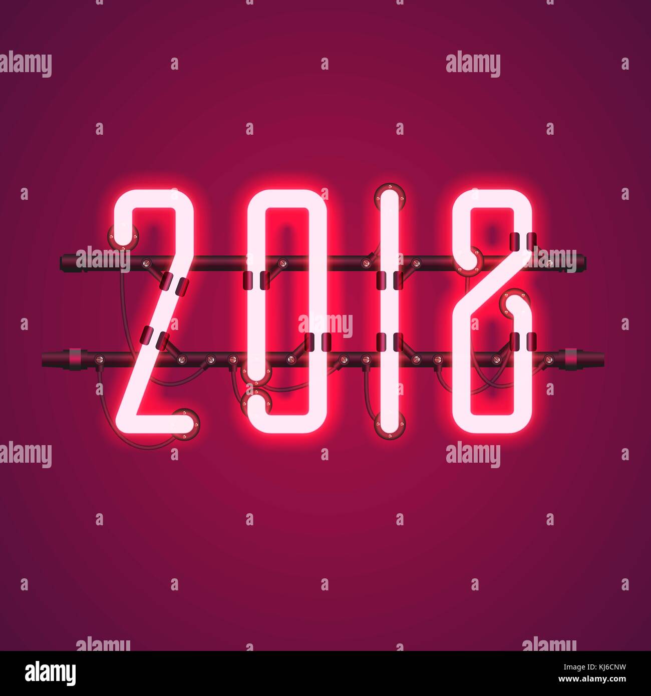 Glowing Red Neon sign 2018 Stock Vector Image & Art - Alamy
