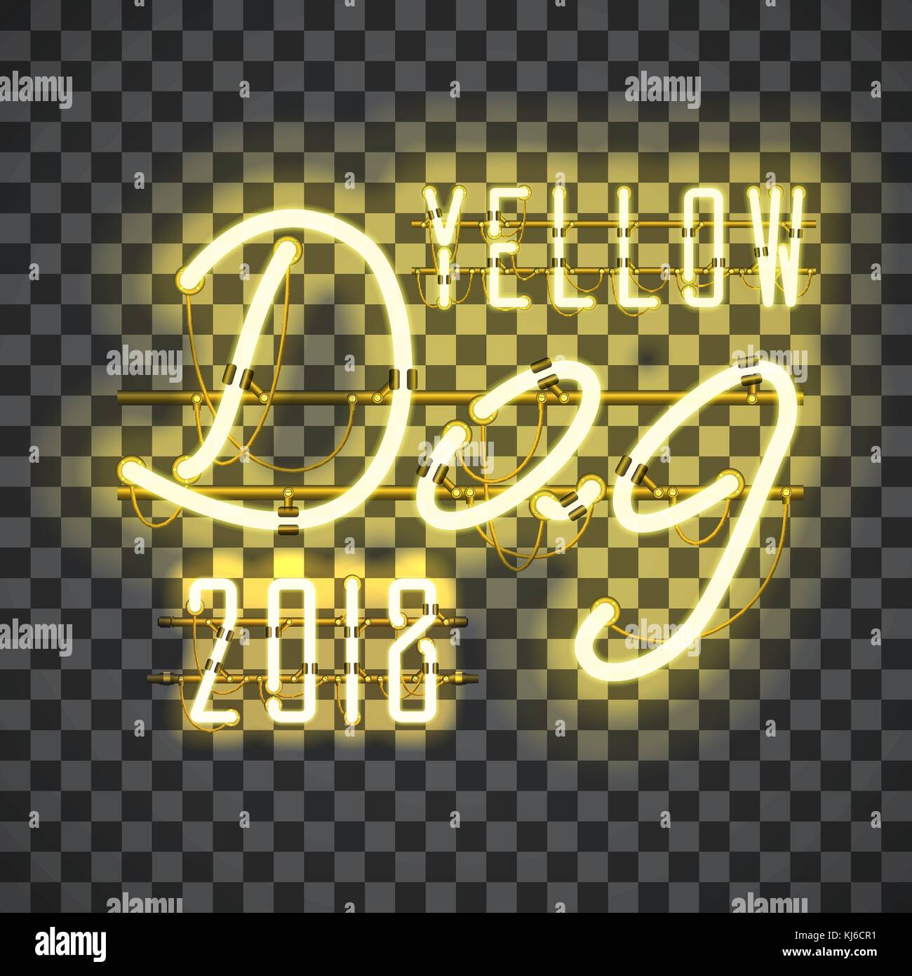 Glowing Yellow Neon sign 2018 Stock Vector Image & Art - Alamy