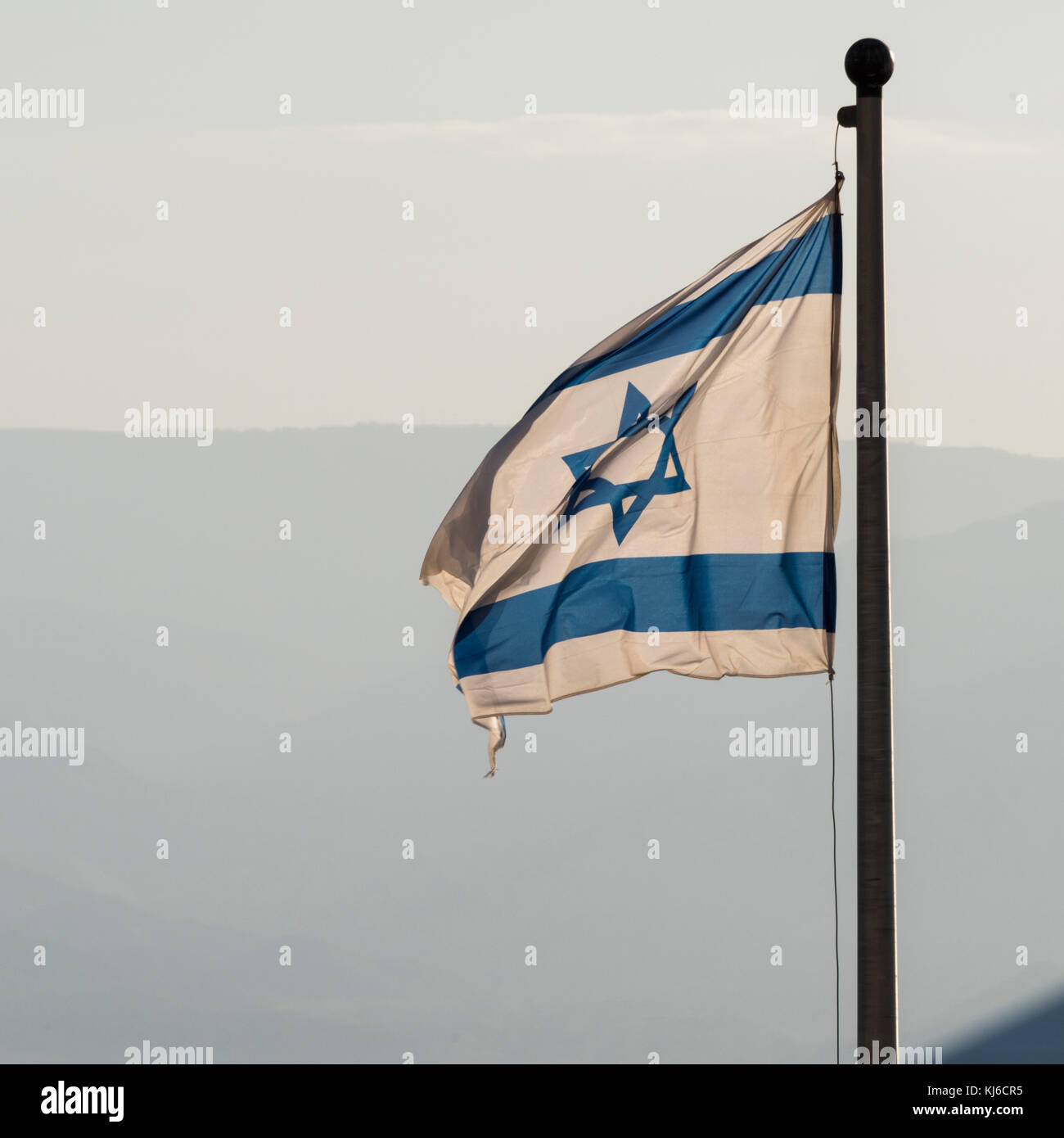 Close-up of Israeli flag, Masada, Judean Desert, Dead Sea Region ...