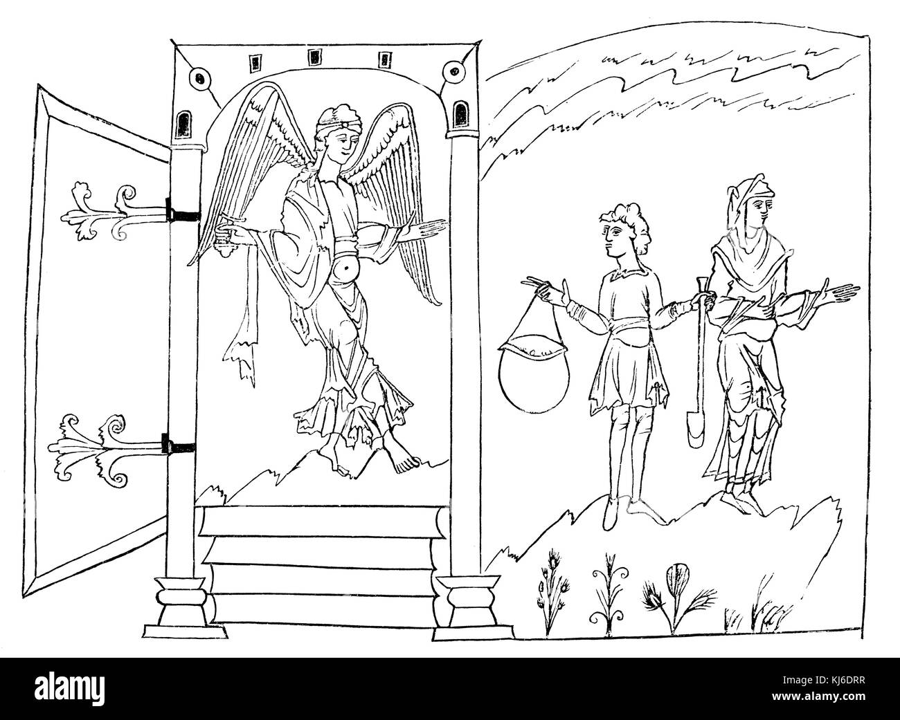 Expulsion of Adam and Eve from Paradise . From the Anglo-Saxon Kädmon ...