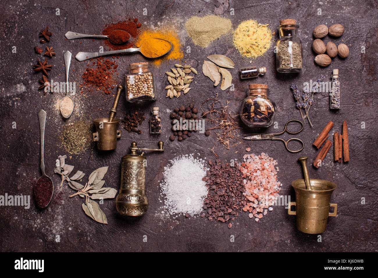 Flat lay spices Stock Photo - Alamy