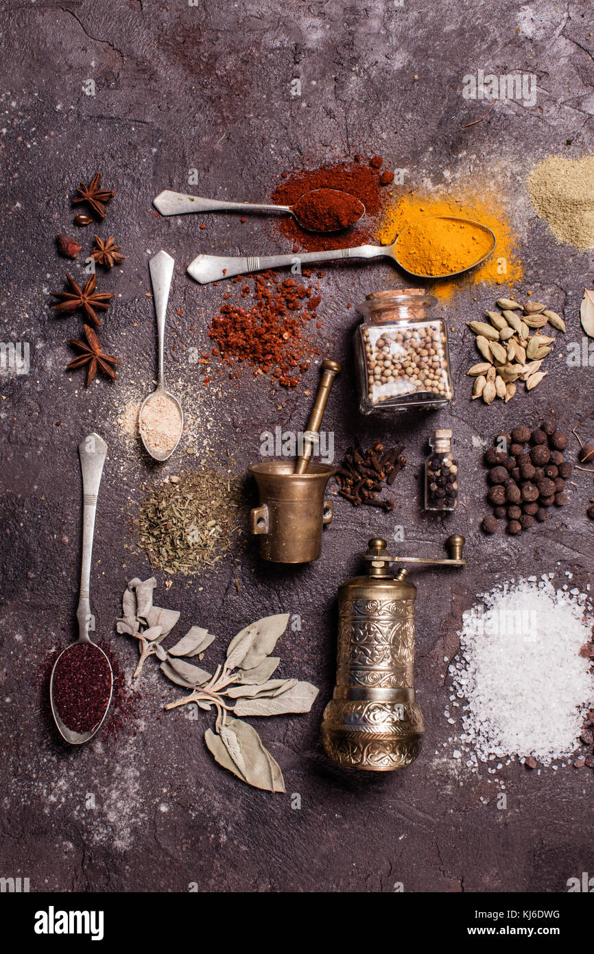 Flat lay spices Stock Photo - Alamy