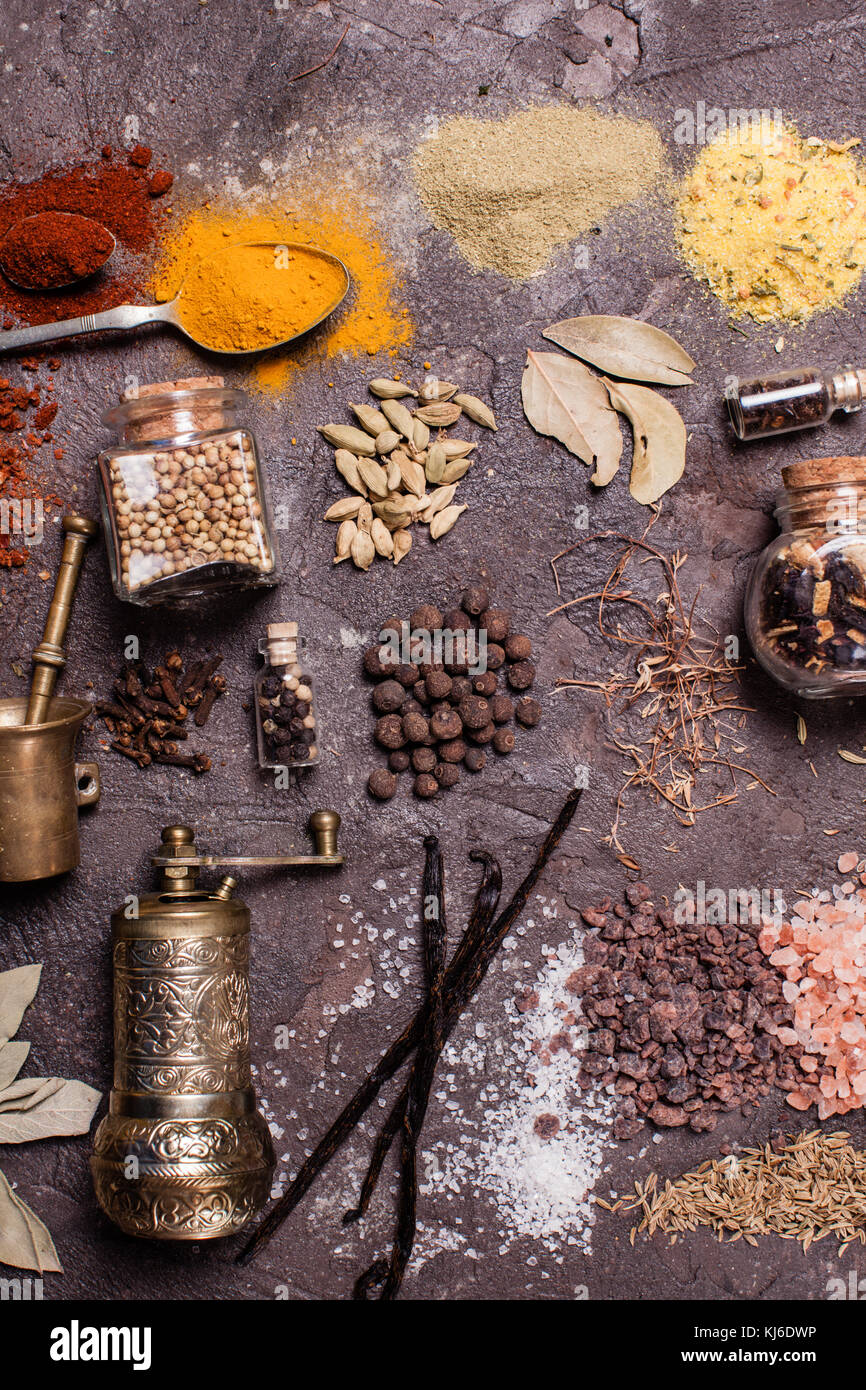 Flat lay spices Stock Photo - Alamy