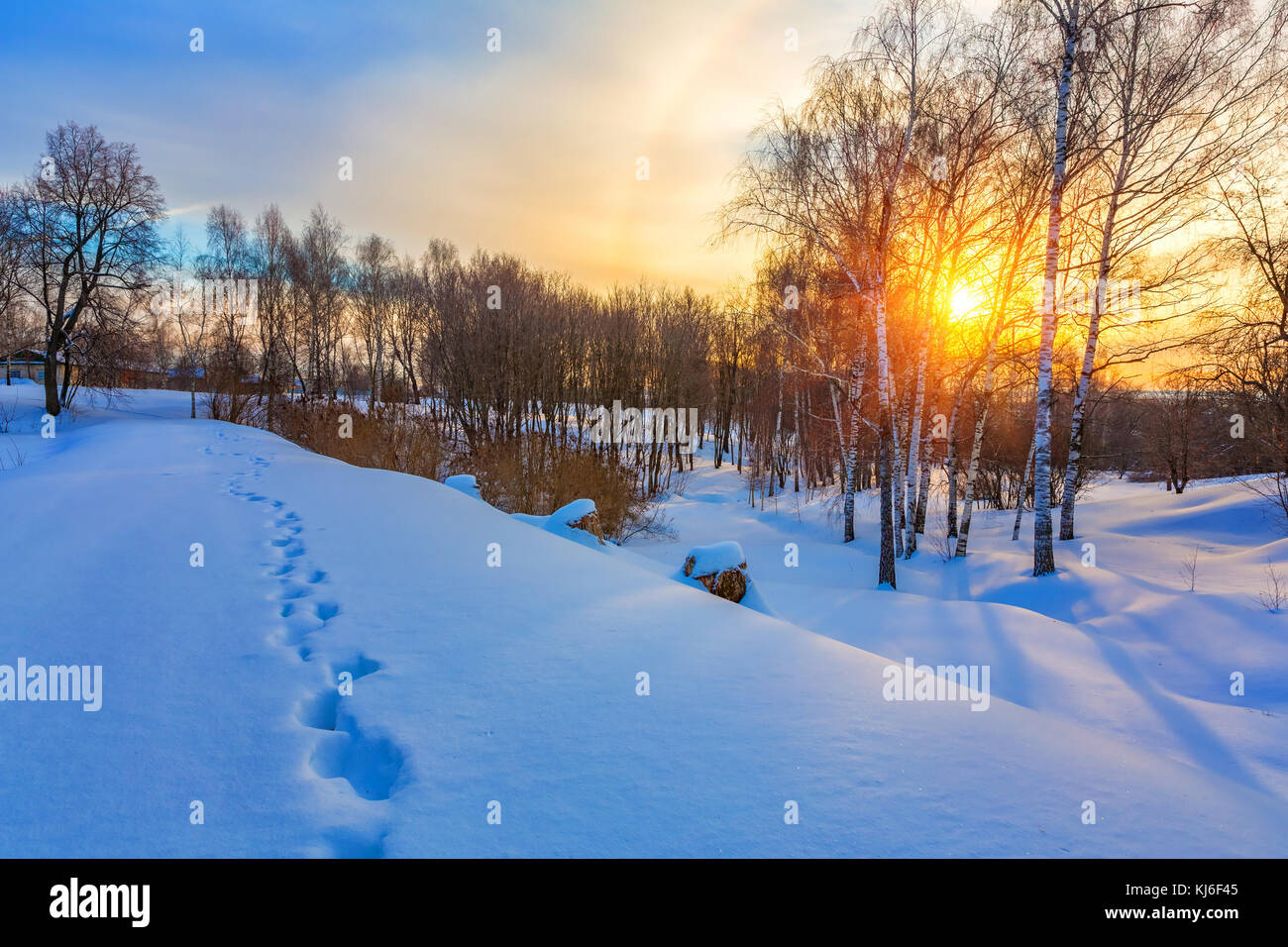 Colorful winter sunset Stock Photo - Alamy