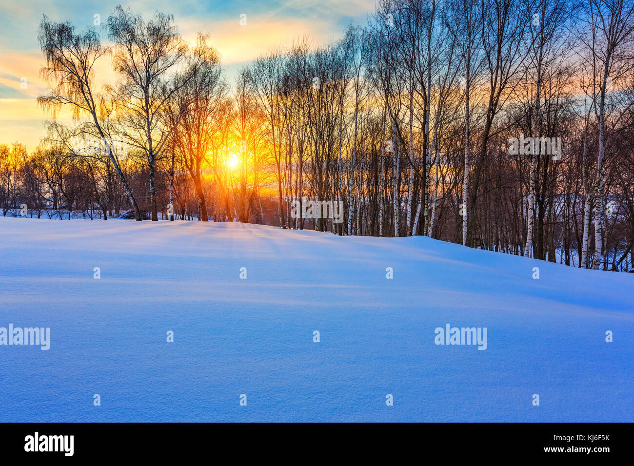 Colorful winter sunset Stock Photo - Alamy