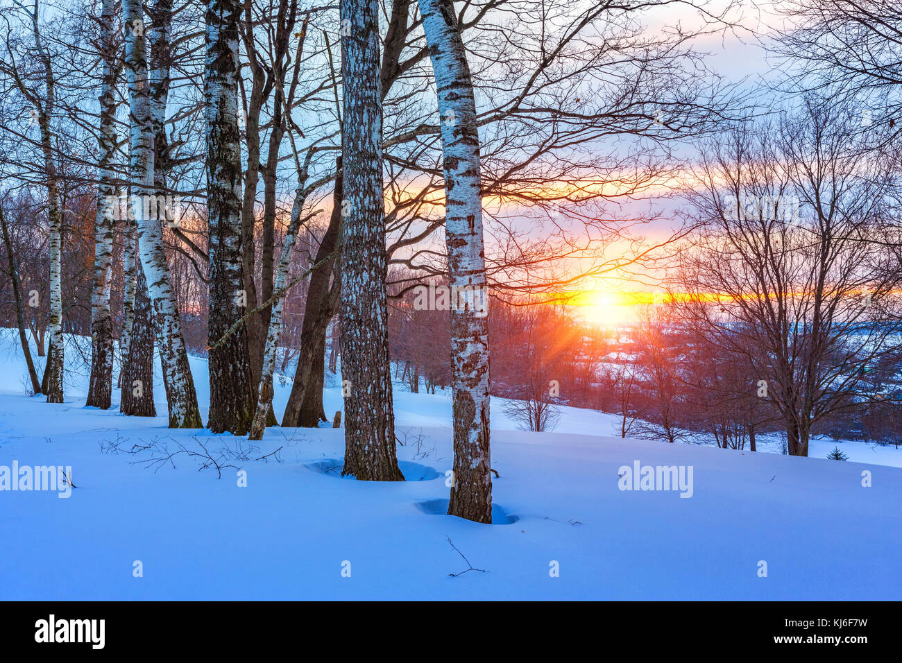 Colorful winter sunset Stock Photo - Alamy