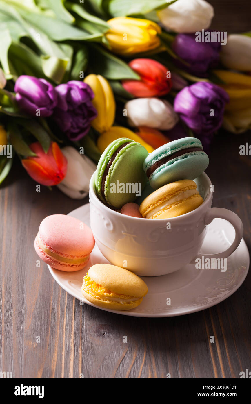 Color macaroons in a cup Stock Photo - Alamy