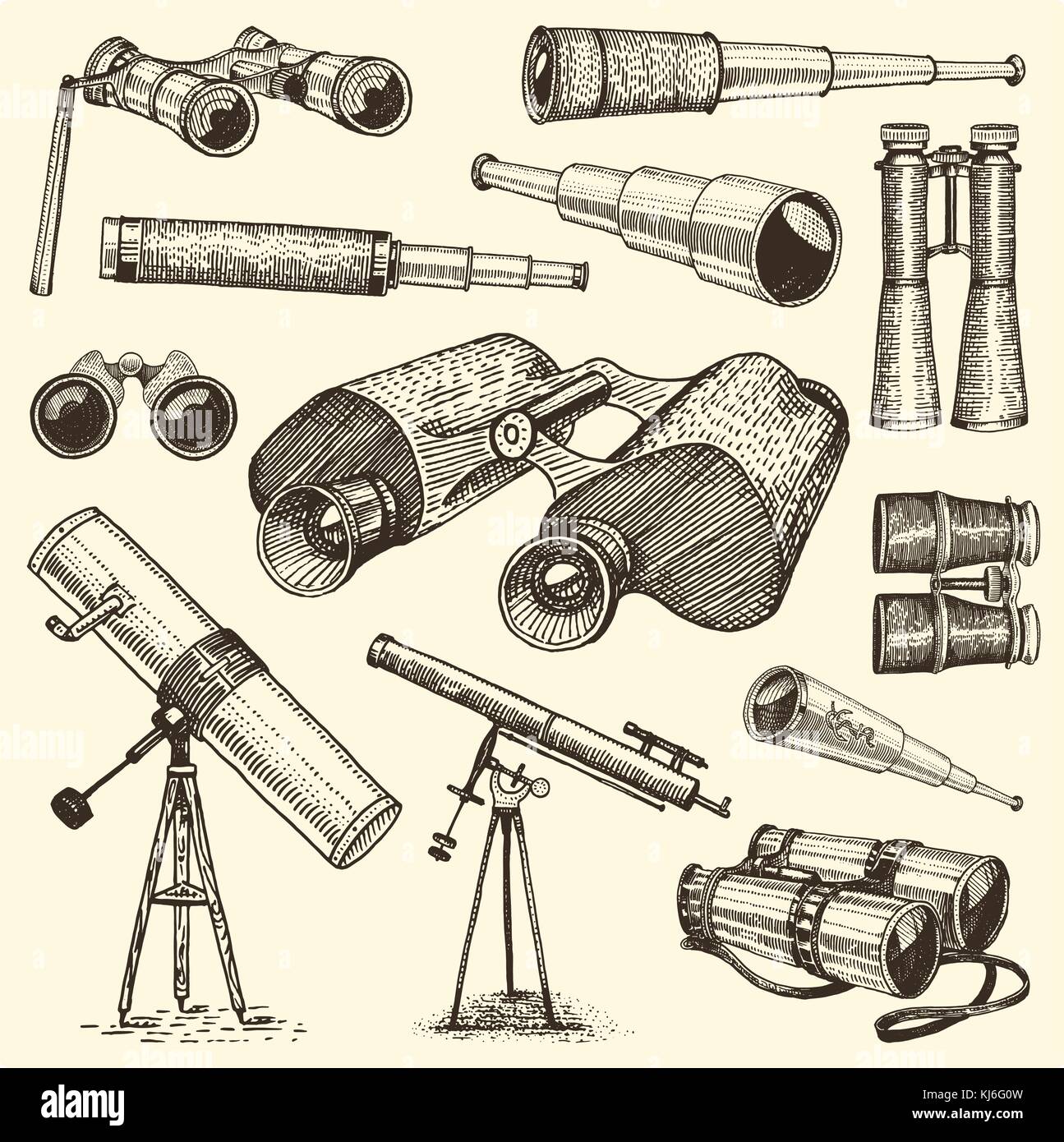 Old black binoculars Stock Vector Images - Alamy