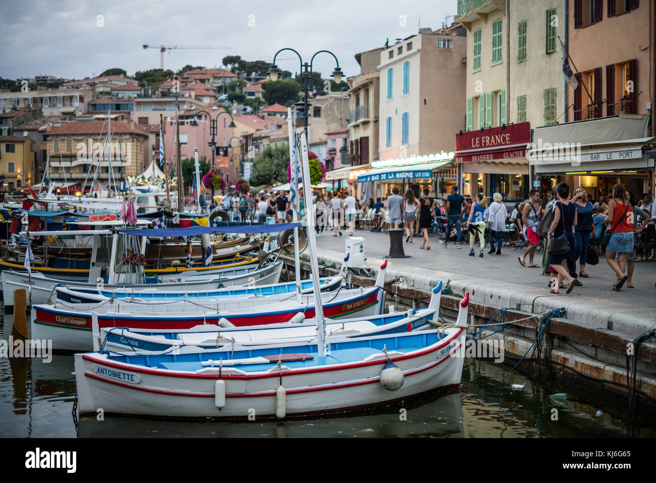 Cassis Harbour with colourful buildings at seafront, Bouches du Rhone ...