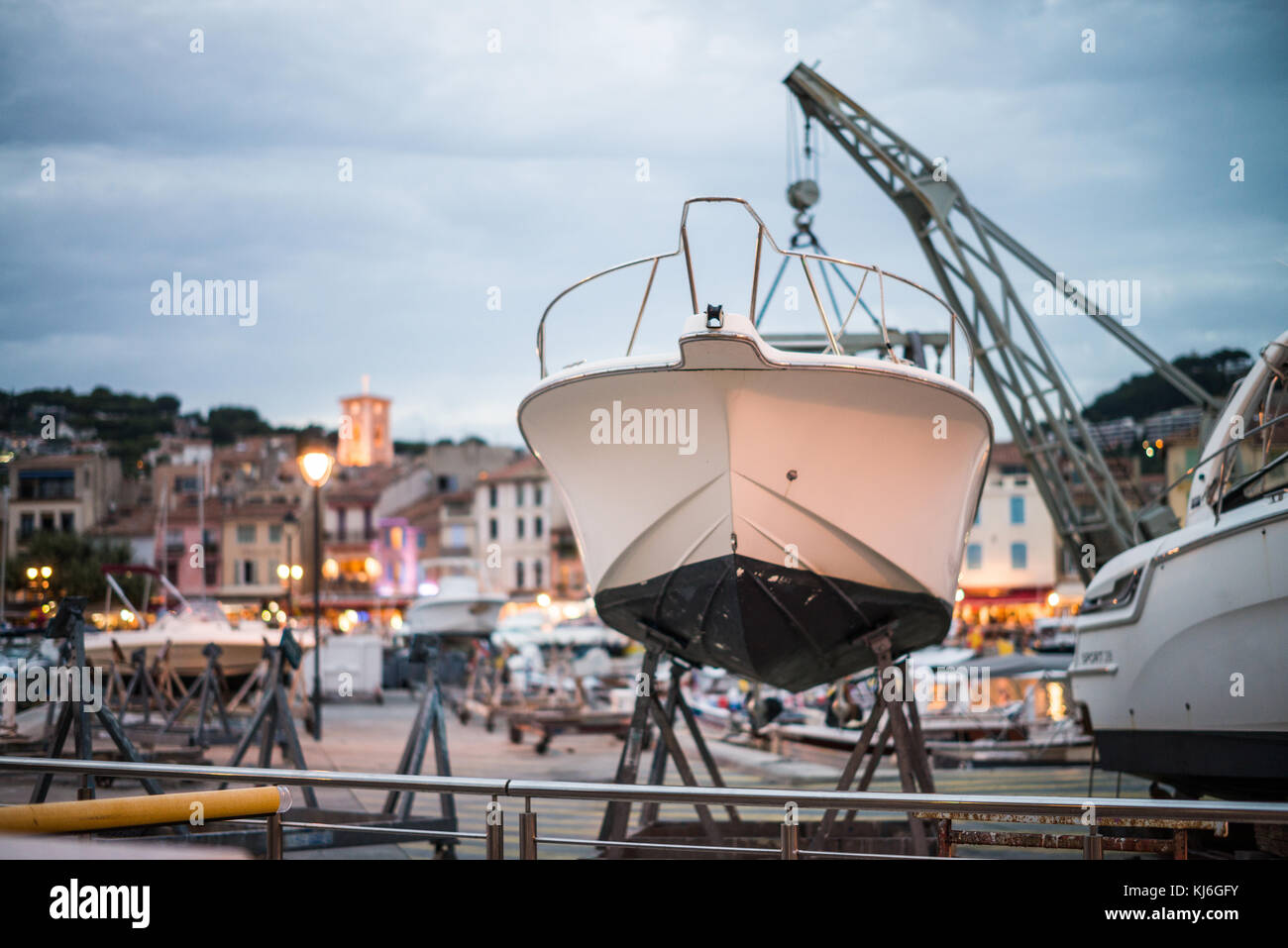 Cassis Harbour with colourful buildings at seafront, Bouches du Rhone ...