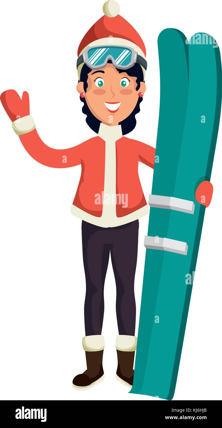 Cartoon Of Woman Skiing High Resolution Stock Photography and Images ...
