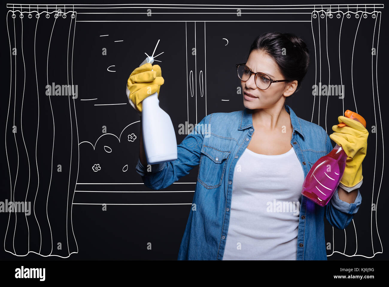 Gloves cleaning woman arms hi-res stock photography and images - Alamy
