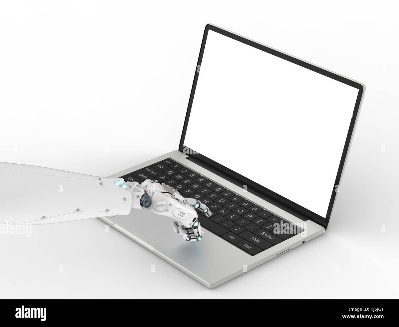 3d rendering robot hand working with computer keyboard Stock Photo - Alamy