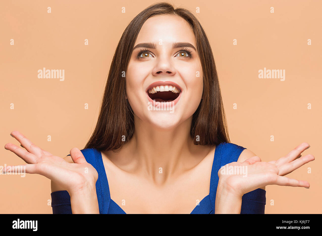 The young woman's portrait with happy emotions Stock Photo - Alamy